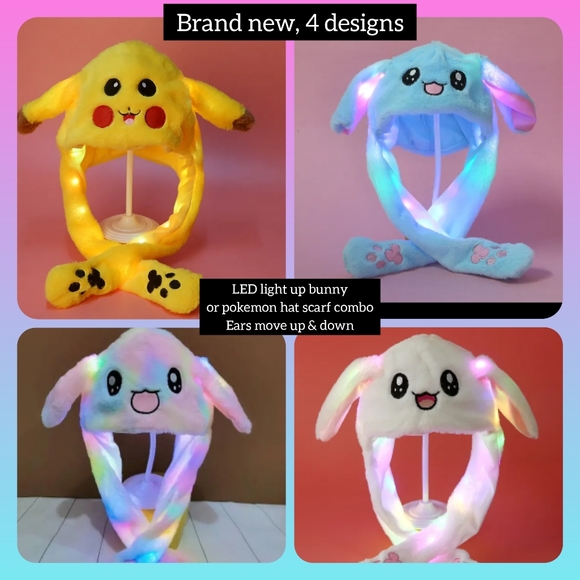 Accessories | Light Up Bunny Hat Funny Plush Bunny Hats Ears Move Jump ...